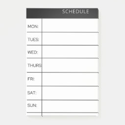 Weekly Schedule Tracker Post it notes | Zazzle