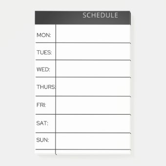 Weekly Schedule Tracker Post it notes | Zazzle