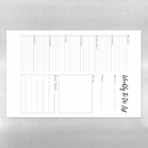 Weekly to do list magnetic dry erase sheet | Zazzle