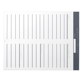 Weekly To Do List Navy Notepad | Zazzle
