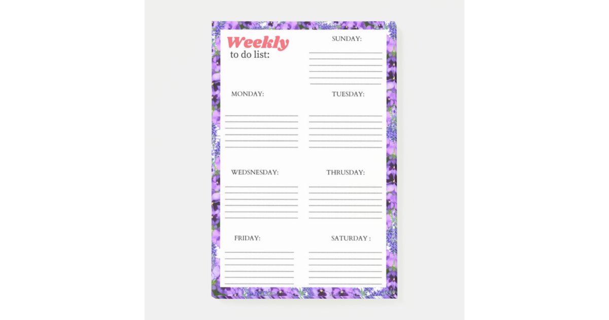 WEEKLY TO DO LIST: POST-IT NOTES | Zazzle