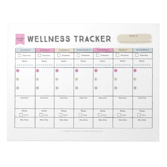 Weekly Wellness Tracker Notepad | Zazzle.com