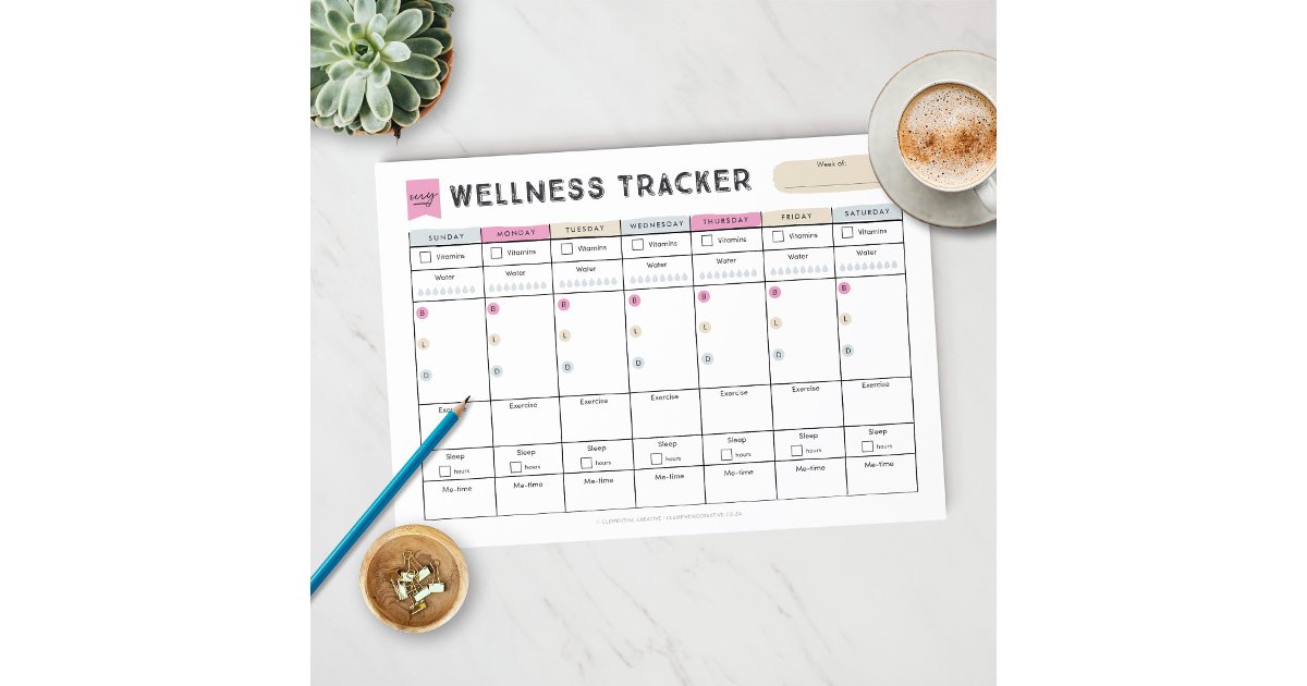 Weekly Wellness Tracker Notepad | Zazzle