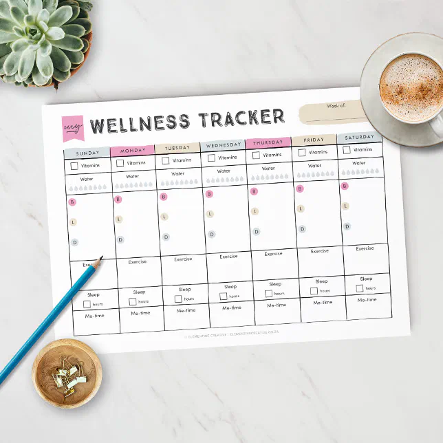 Weekly Wellness Tracker Notepad | Zazzle
