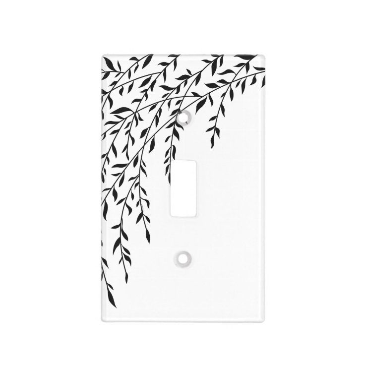 Weeping Willow Black White Branch Leaves Tree Light Switch Cover | Zazzle