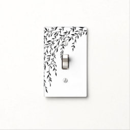 Weeping Willow Black White Branch Leaves Tree Light Switch Cover | Zazzle