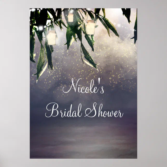 Weeping Willow Tree & Mason Jar Lights Banner Poster | Zazzle