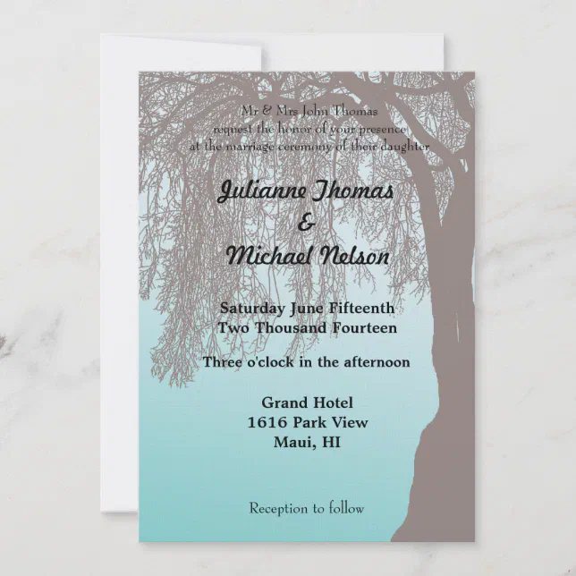 Weeping Willow Tree Wedding Invitation | Zazzle