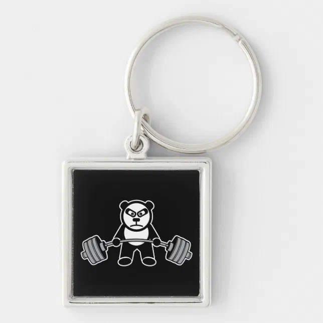Weight Lifting Panda Bear Anime Cartoon - Workout Keychain | Zazzle