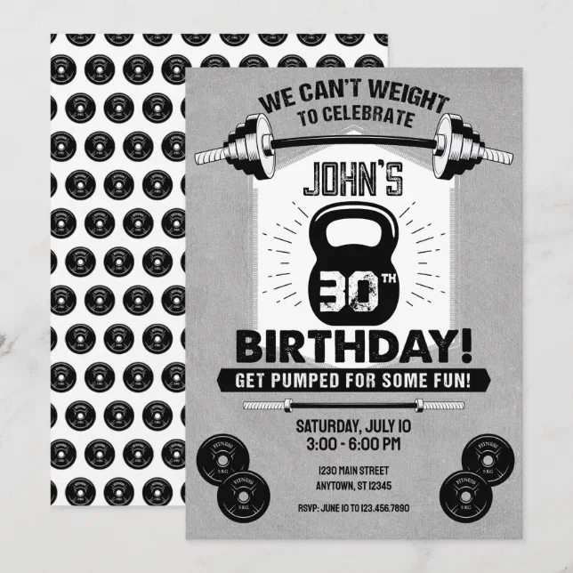 Weight Workout Fitness Crossfit 30th Birthday Invitation | Zazzle