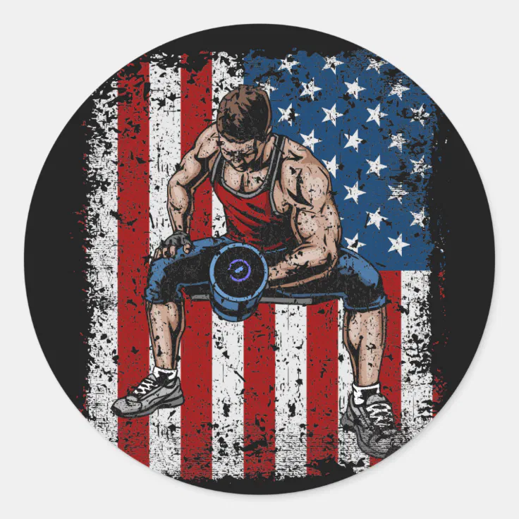 Weightlifter Dumbbell Fitness Classic Round Sticker | Zazzle
