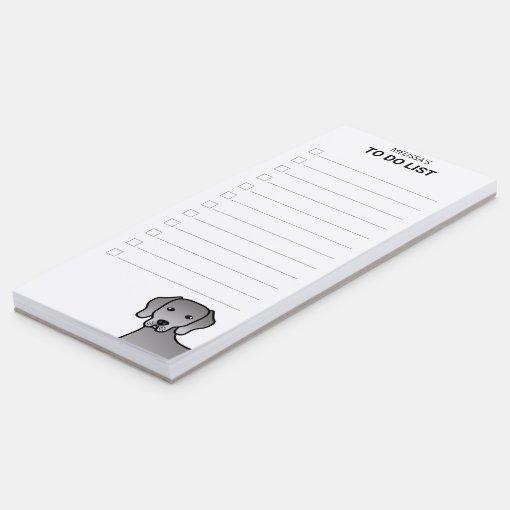 Weimaraner Cute Cartoon Dog To Do List & Name Magnetic Notepad | Zazzle