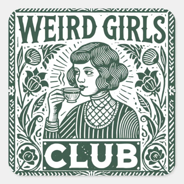 Weird Girls Club Square Sticker | Zazzle