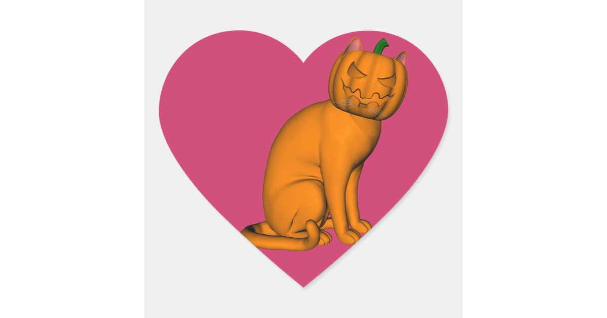 Weird Halloween Cat Heart Sticker | Zazzle