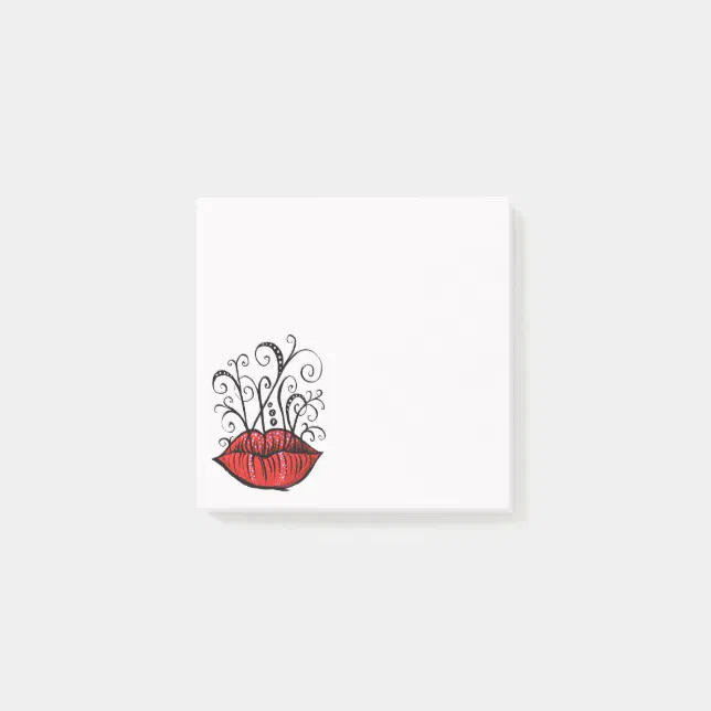 Weird Lips Ink Drawing Tattoo Style Post-it Notes | Zazzle