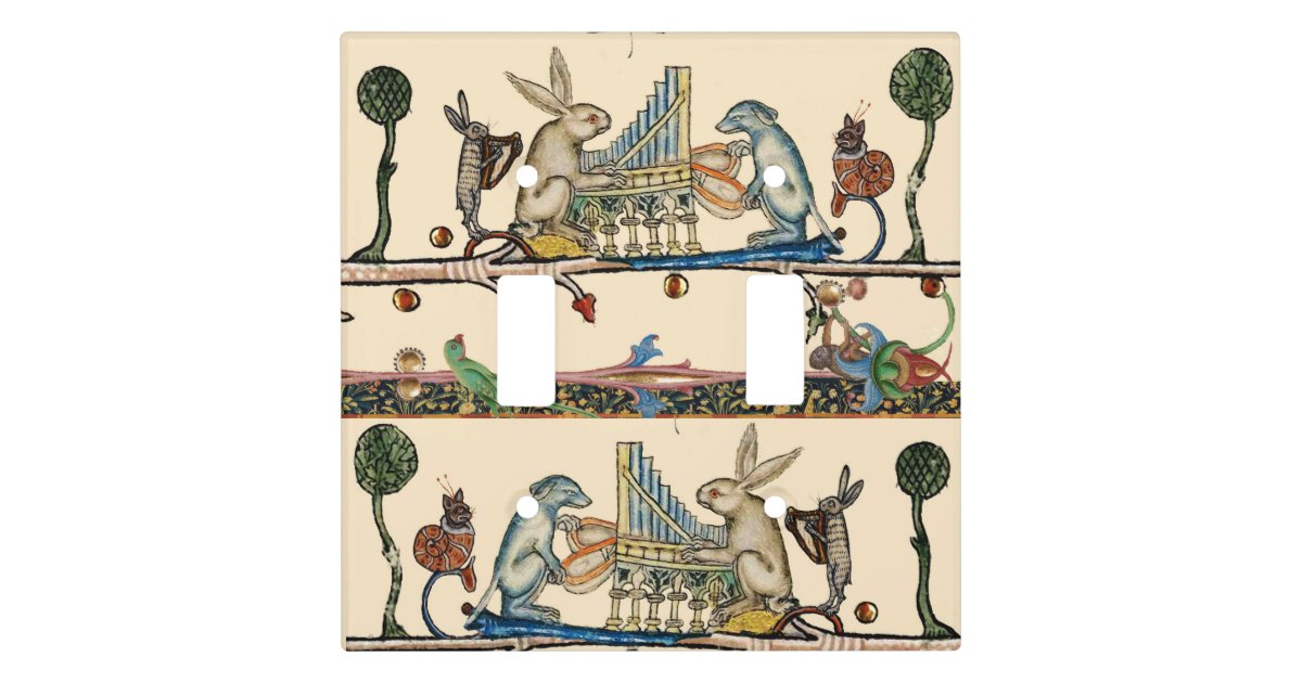 WEIRD MEDIEVAL BESTIARY MAKING MUSIC,Rabbit, Dog Light Switch Cover ...