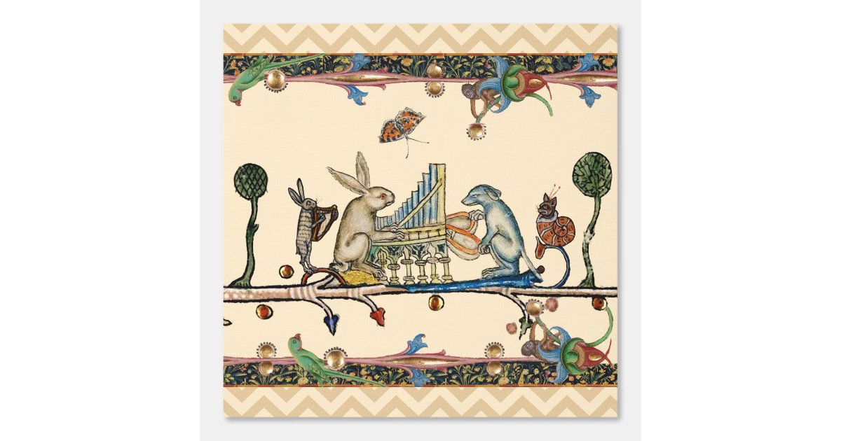 WEIRD MEDIEVAL BESTIARY MAKING MUSIC,Rabbit, Dog Wallpaper | Zazzle