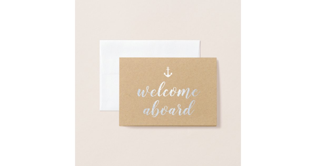 welcome aboard anchor foil card | Zazzle