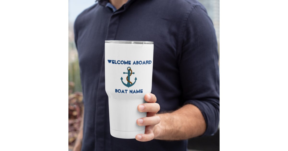 Welcome Aboard Boat name Anchor Nautical Sticker | Zazzle