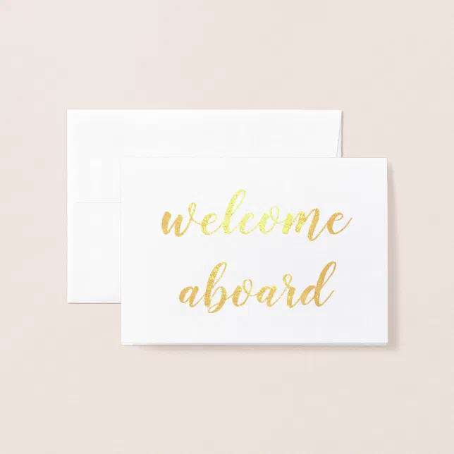 welcome aboard gold foil script foil card | Zazzle