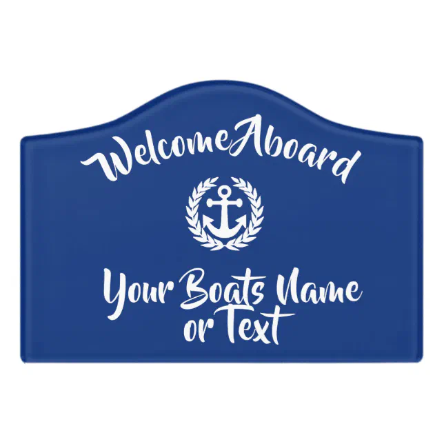 Welcome aboard nautical boat anchor door sign | Zazzle