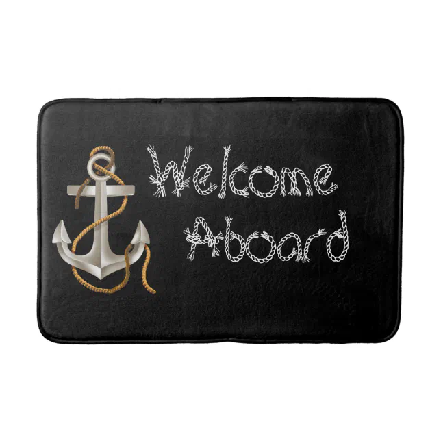WELCOME ABOARD Nautical Personalized Mat | Zazzle