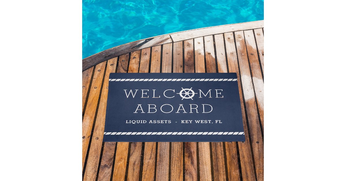 Welcome Aboard | Personalized Boat Name Doormat | Zazzle