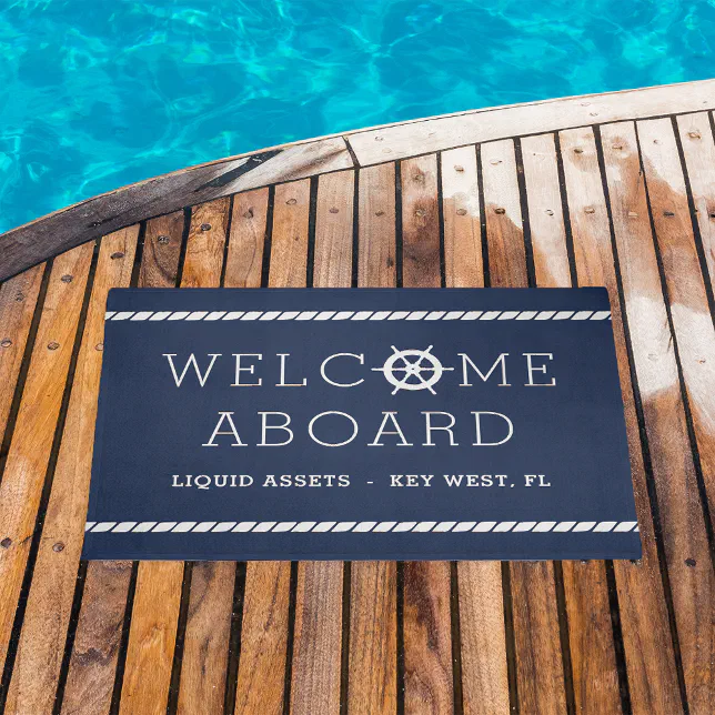Welcome Aboard | Personalized Boat Name Doormat | Zazzle