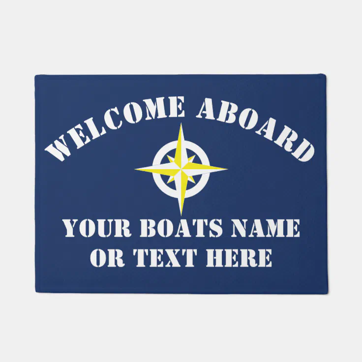 Welcome aboard sailing or motor boat doormat | Zazzle