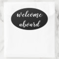 welcome aboard script oval sticker | Zazzle