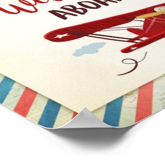 Welcome aboard Sign Airplane birthday Baby shower | Zazzle