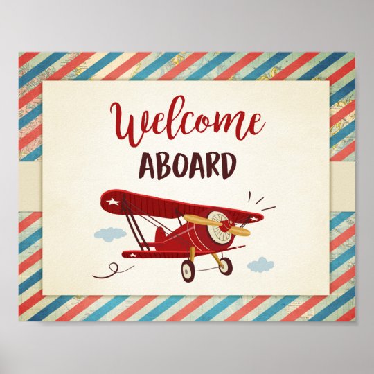 Welcome aboard Sign Airplane birthday Baby shower | Zazzle.com