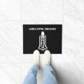 Welcome aboard space rocket launch pad doormat | Zazzle