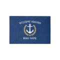 Welcome Aboard Your Boat Name Anchor Laurel Star Rug | Zazzle