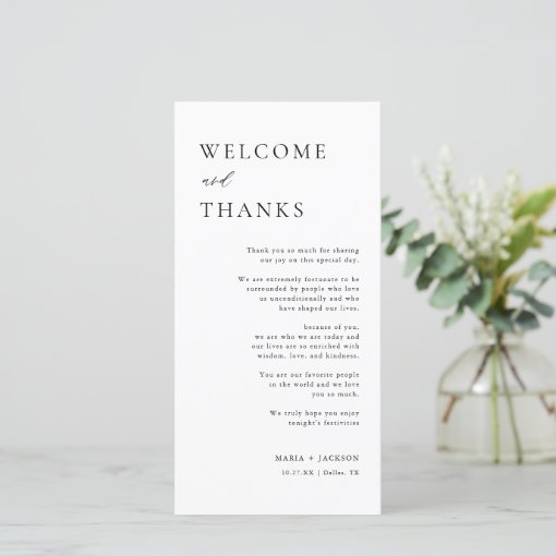 Welcome and Thanks Elegant Thank You Place Cards | Zazzle