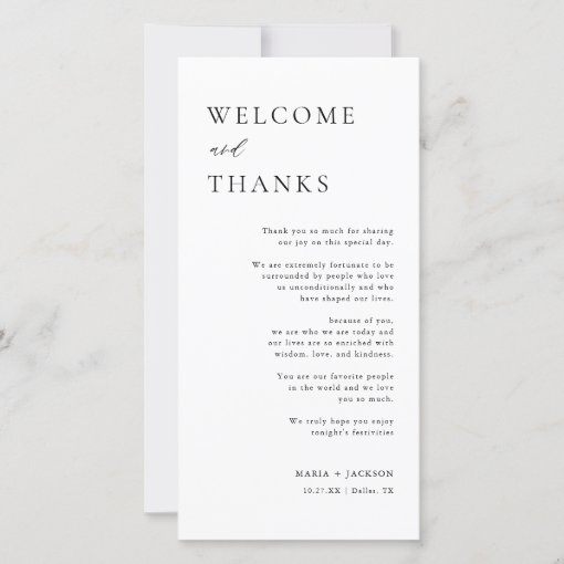 Welcome and Thanks Elegant Thank You Place Cards | Zazzle