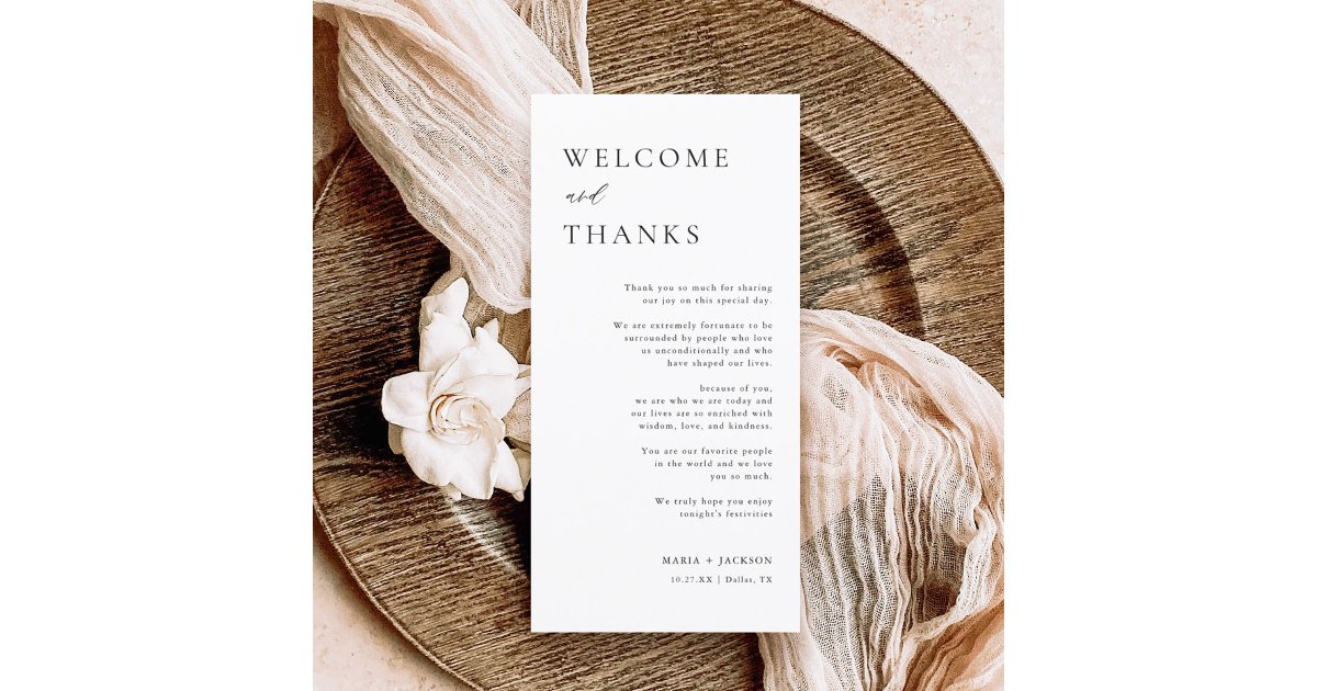 Welcome and Thanks Elegant Thank You Place Cards | Zazzle