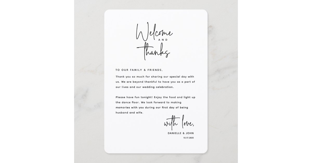 Welcome and Thanks, Place Setting Thank You Card | Zazzle