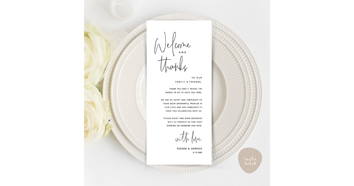 Welcome and Thanks, Place Setting Thank You Card | Zazzle