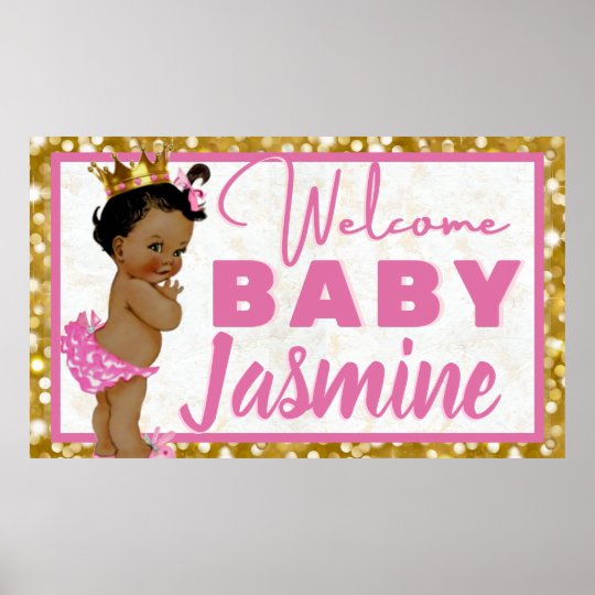 Welcome Baby|African Princess|Pink & Gold Glitter Poster | Zazzle.com