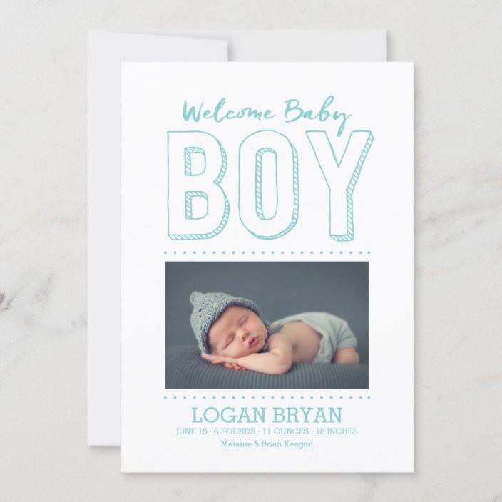 Welcome Baby Boy | Birth Announcement | Zazzle.com