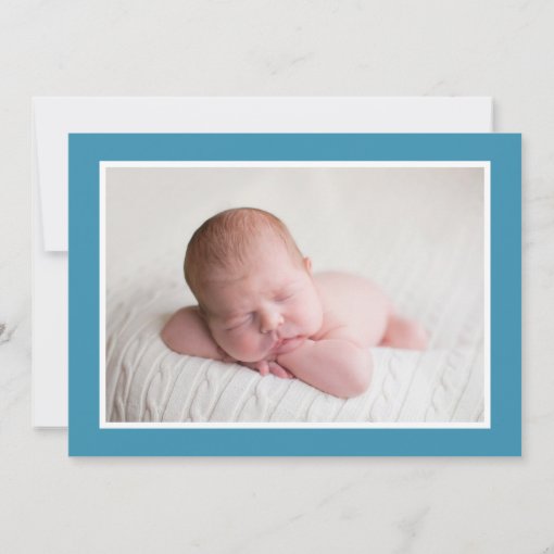 Welcome Baby Boy Blue Photo Cursive Script Birth Announcement | Zazzle