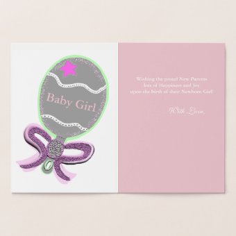 Welcome Baby Girl Gold Foil Greeting Card | Zazzle