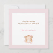 Welcome Baby Girl Name Personalized Pink Bear Card | Zazzle