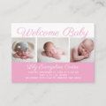 Welcome Baby Girl Photo Pretty Pink Cursive Script Enclosure Card | Zazzle