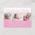 Welcome Baby Girl Photo Pretty Pink Cursive Script Enclosure Card | Zazzle