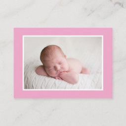 Welcome Baby Girl Photo Pretty Pink Cursive Script Enclosure Card | Zazzle