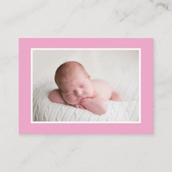 Welcome Baby Girl Photo Pretty Pink Cursive Script Enclosure Card | Zazzle