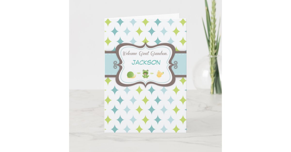 Welcome Baby Great Grandson Custom Personalized Na Announcement | Zazzle
