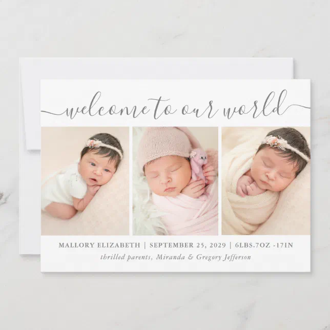 Welcome Baby Modern Photo Collage Birth Announcement | Zazzle